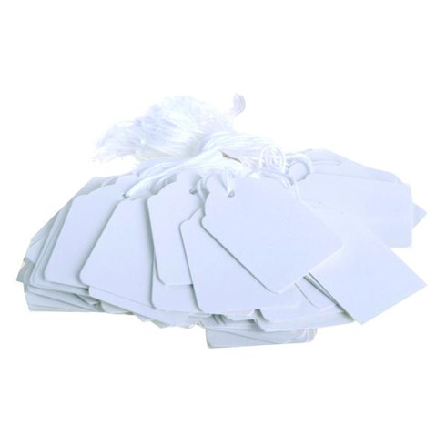 Pack of 1000 White Strung Ticket 30x21mm - Stationery Wholesale