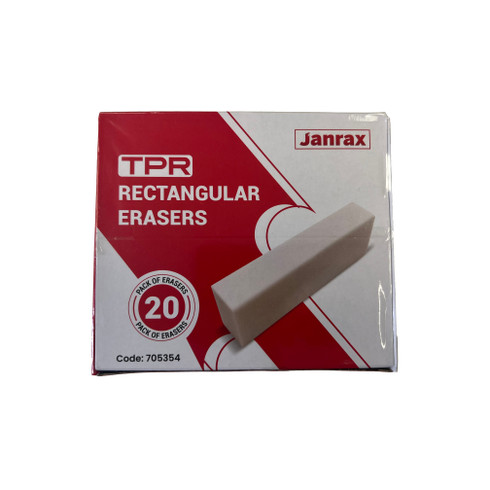 Pack of 20 TPR Rectangular Erasers - Stationery Wholesale