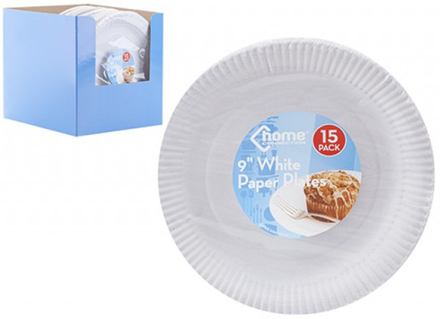 Pack of 15 9" White Paper Plates - Stationery Wholesale
