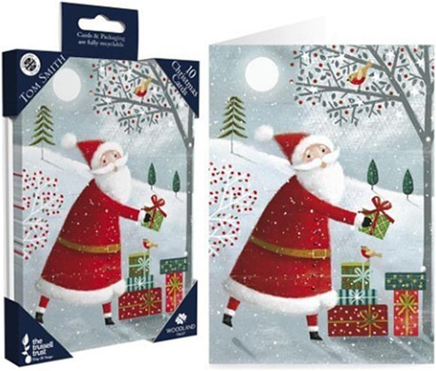 Pack of 10 Luxury Santa Presents Design Christmas Cards - Stationery ...