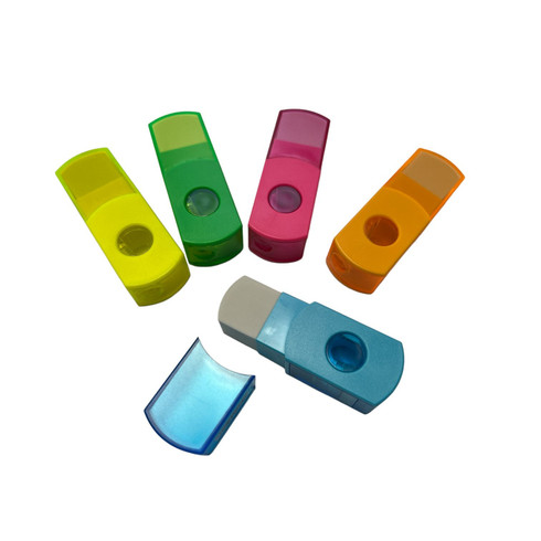 Single Two In One Neon Combination Sharpener Eraser - Stationery Wholesale