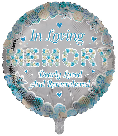 In Loving Memory Blue Round Remembrance Balloon - Stationery Wholesale