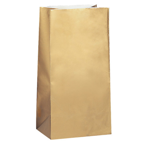Pack of 10 Gold Metallic Paper Party Bags - Stationery Wholesale