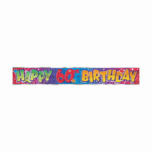 12ft Foil Age 60 Birthday Banner - Stationery Wholesale