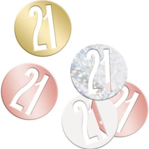 Birthday Rose Gold Glitz Number 21 Confetti 5oz - Stationery Wholesale