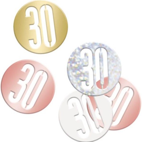 Birthday Rose Gold Glitz Number 30 Confetti 5oz - Stationery Wholesale