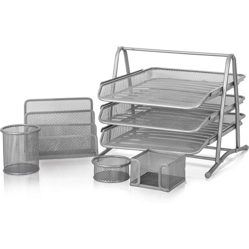 5 Pieces Wire Mesh File Tray Office Organiser set - Stationery Wholesale