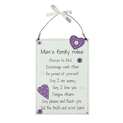 Mum's Family Rules Petty Wooden Hanging Plaque Mother's Day Gift Mum ...