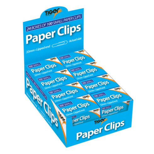 Box of 100 Pack Paper Clips 33mm - Stationery Wholesale