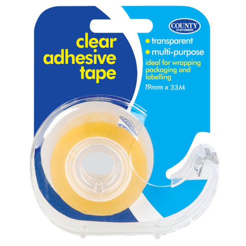 Single Clear Adhesive Tape with Dispenser 19mmx33m - Stationery Wholesale
