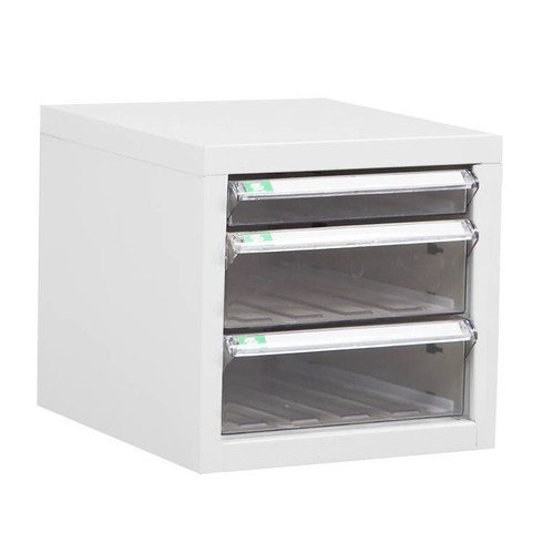 3 Drawer Filing Cabinet with Clear Drawers - Stationery Wholesale