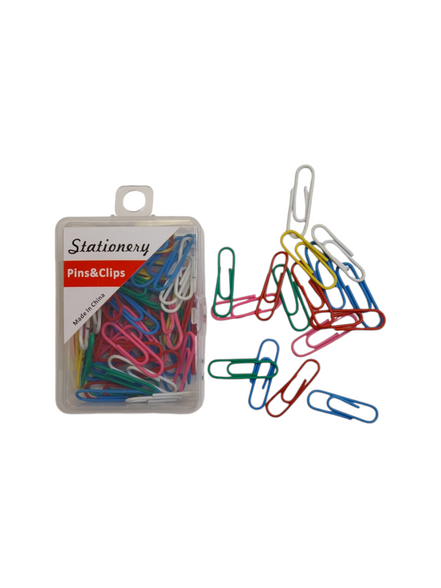 Pack of 80 Assorted Coloured Paper Clips - Stationery Wholesale