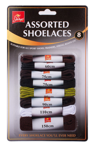 Pack of 8 Assorted Shoe Laces - Stationery Wholesale
