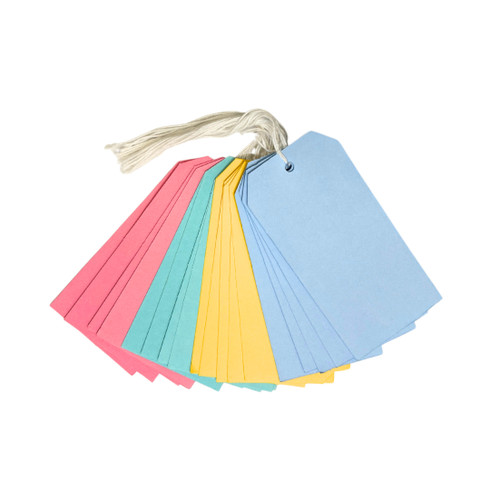 Pack of 20 Coloured Strung Tags 60 x 120mm - Stationery Wholesale