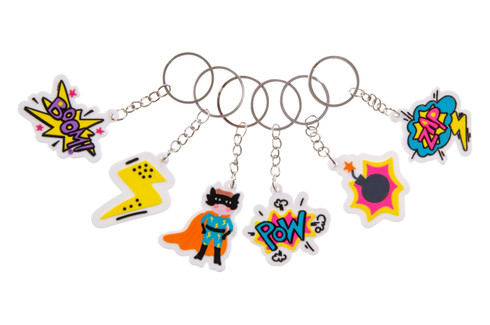 Pack of 48 Superhero Design Keychains - Stationery Wholesale