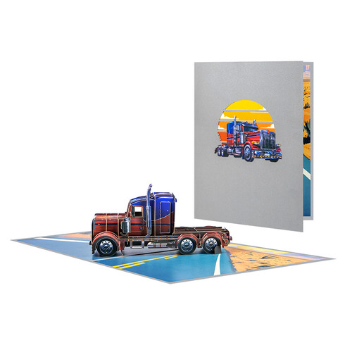 Highway Hero 3D Semi-Truck Pop Up Greeting Card - Birthday Anniversary ...