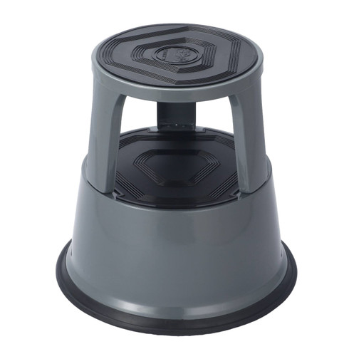 Dark Grey Metal Rolling Kick Step Stool with 150kg Capacity ...