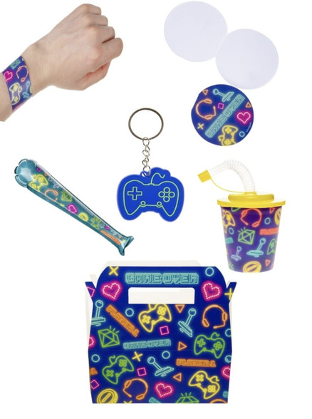 Pre Filled Gamer Theme Kids Party Favour Box – Gift Box with Reusable ...