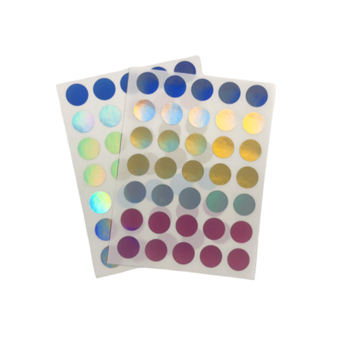 Pack of 70 Holographic 13mm Self-Adhesive Round Labels - Stationery ...