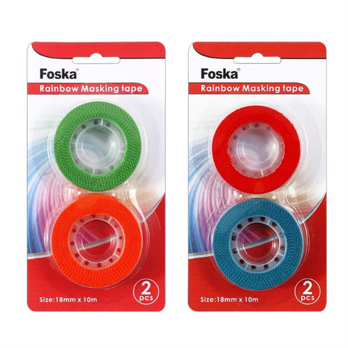Pack of 2 Rainbow Masking Tapes 10m - Stationery Wholesale