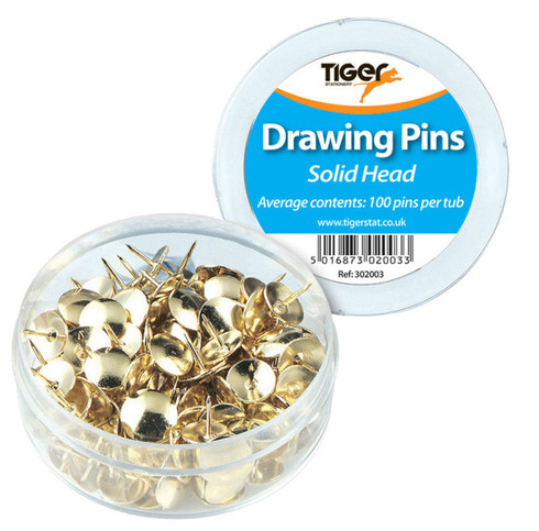 Pot of 100 Brass Drawing Pins - Stationery Wholesale