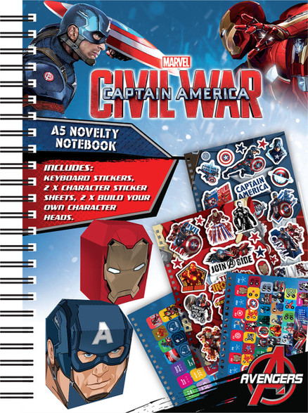 Captain America A5 Hardback Notebook with Stickers - Stationery Wholesale