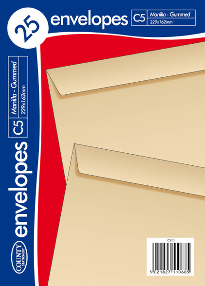 Pack of 25 C5 Gummed Manilla Envelopes - Stationery Wholesale