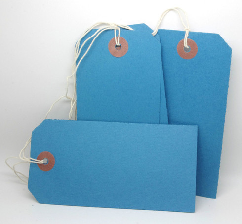 250 Large Reinforced Blue Strung Tags Luggage Labels 120 x 60mm ...