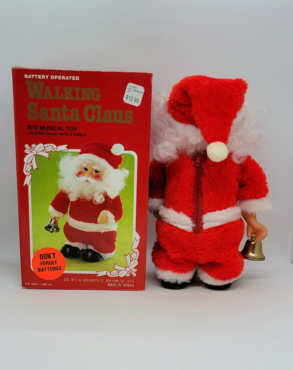 Vintage Woolworth Battery Operated Walking Santa Claus Musical Toy