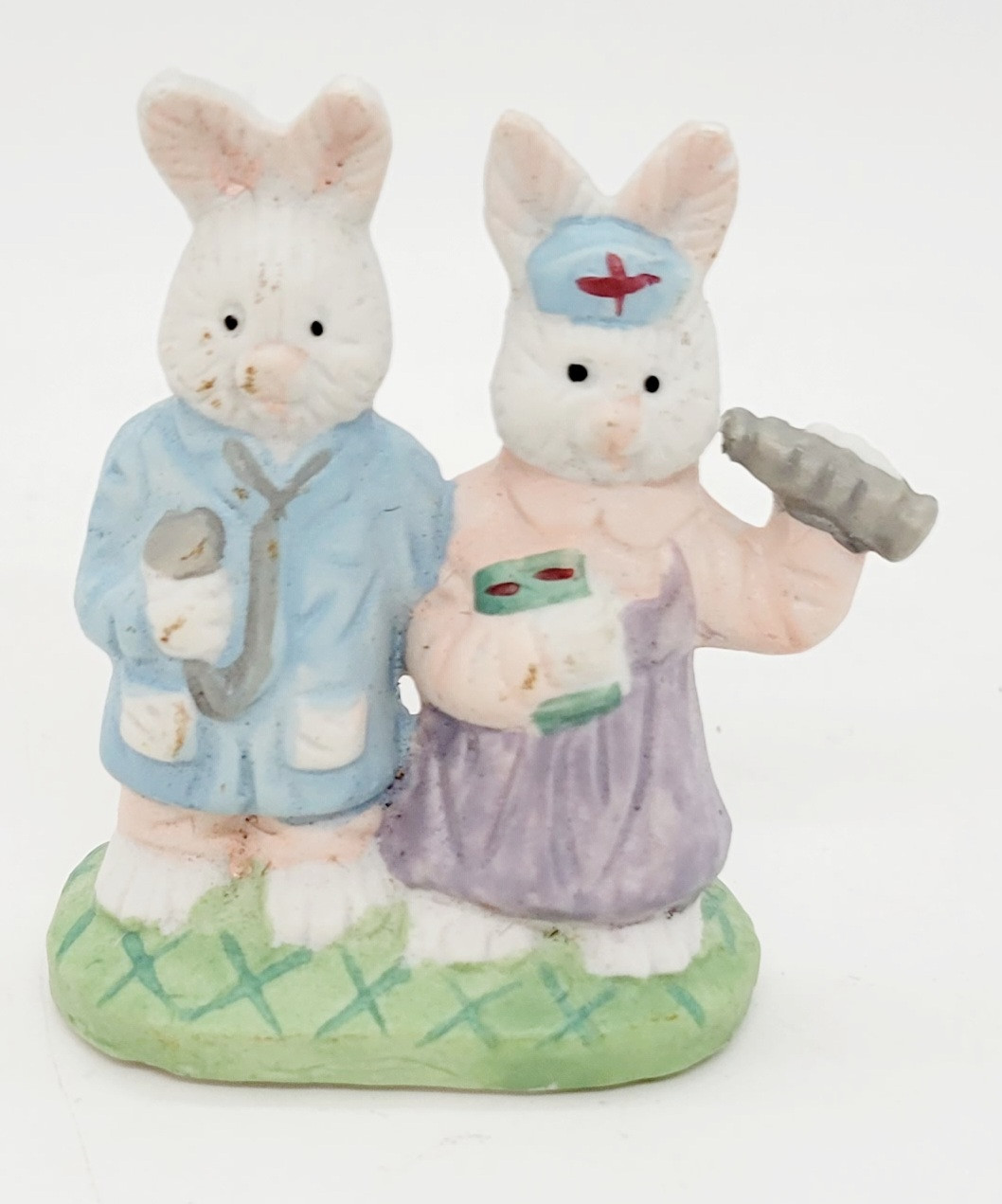 Doctor and Nurse Rabbit Ceramic Figurine