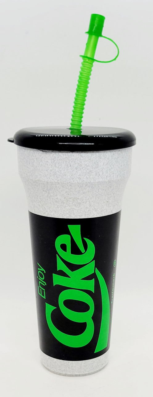 Coca-Cola Black Travel Cup with Green Enjoy Logo - Stylish & Collectible