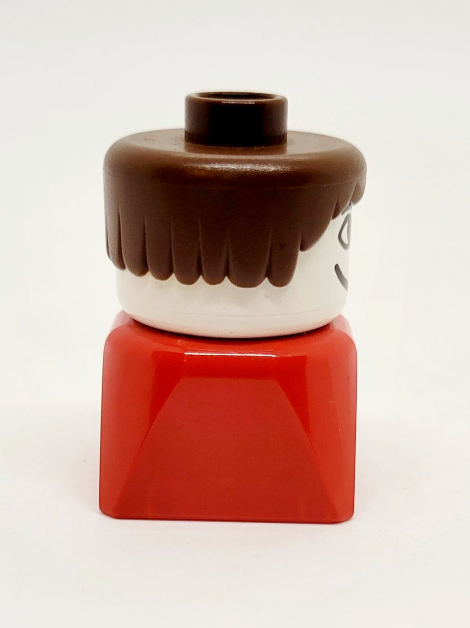 LEGO Duplo 2x2x2 Male on Red Base with Brown Hair and Freckles Brick Figure