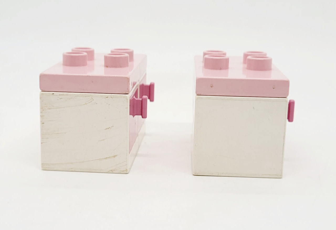 LEGO DUPLO White Cabinet with Pink Drawers Lot of 2