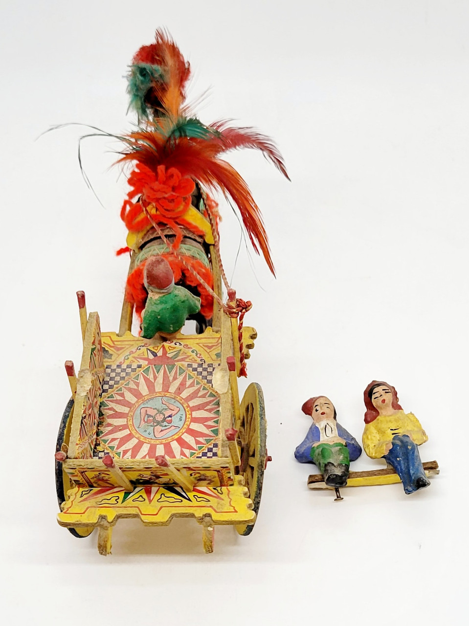 Vintage Italian Sicilian Folk Art Processional Horse Cart Figurine Souvenir