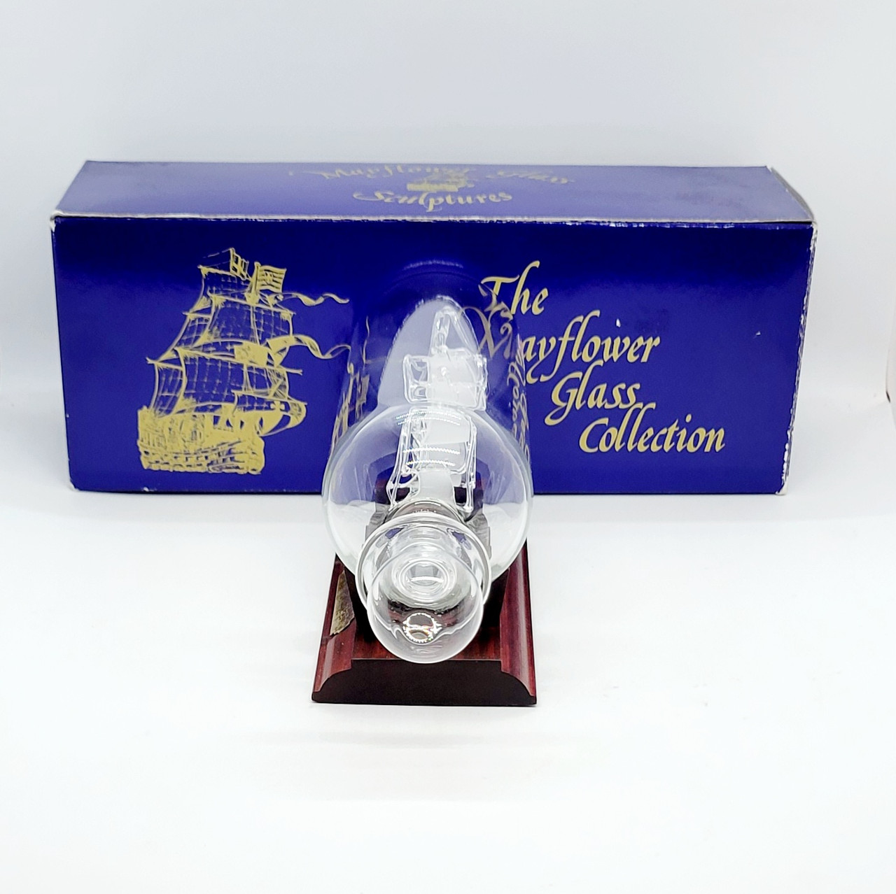 The Mayflower Glass Collection Portuguese Man-O-War Glass Ship in Bottle