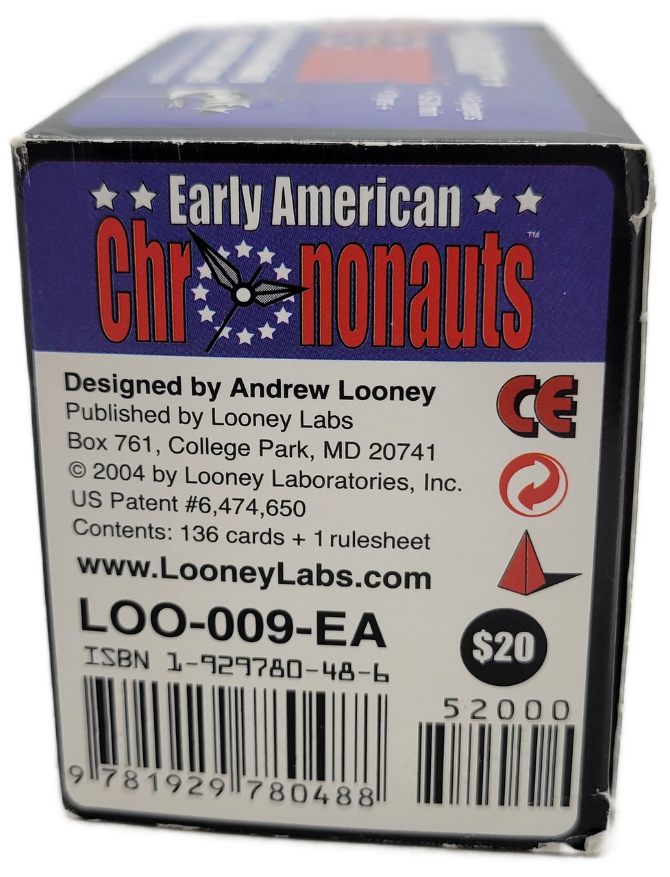 Looney Labs 2004 Early American Chrononauts Card Game