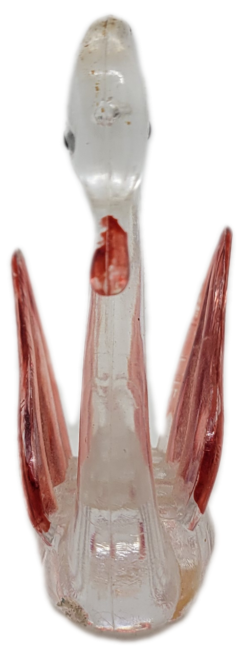 Vintage Lucite Plastic Swan With Red Accents Figurine Made in Hong Kong