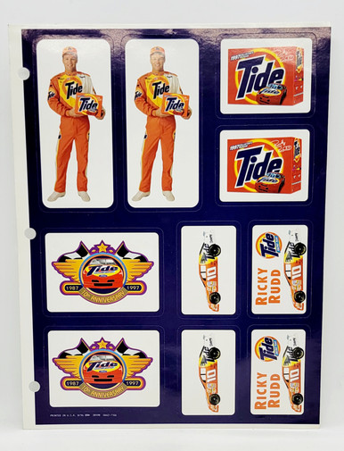 NASCAR 1997 Ricky Rudd #10 Tide Car 10th Anniversary Sticker Sheet