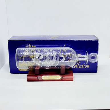 The Mayflower Glass Collection Portuguese Man-O-War Glass Ship in Bottle