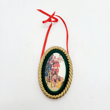 Coca-Cola 1991 Santa Claus 1965 Boys Life 3" Oval Hanging Ornament