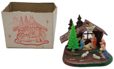 Vintage Miniature Plastic Nativity Scene No 8142 Made in Hong Kong