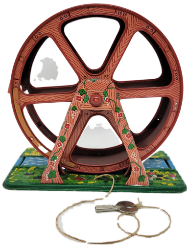 Kokyu Toys 1950's Wind-up Large Tin Squirrel Toy T-45 - Wheel Only