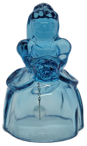 Vintage Light Blue Glass Bride With Bouquet Wedding Bell