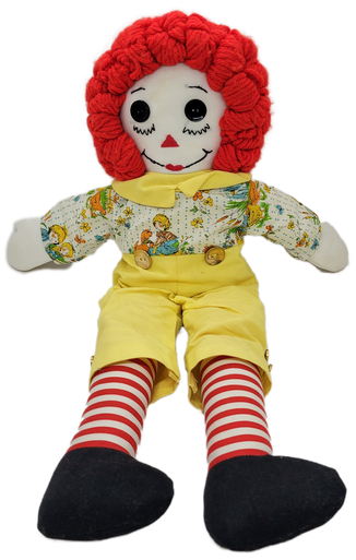 Vintage Raggedy Andy 20" Doll Wearing Girl with Dog Dress