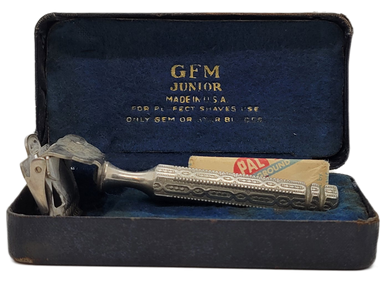 Vintage GEM JUNIOR Safety Razor w/ Original Box & PAL Hollow Ground Blade