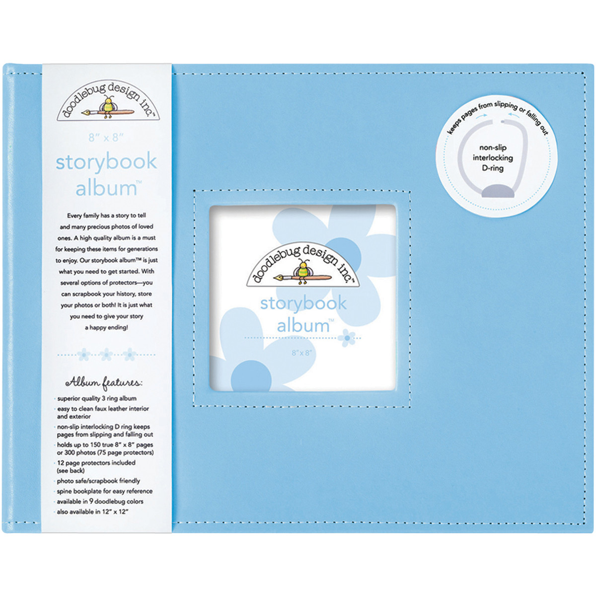 Doodlebug Storybook D-Ring Album 8"X8"-Bubble Blue DBSBA8-3201 ...