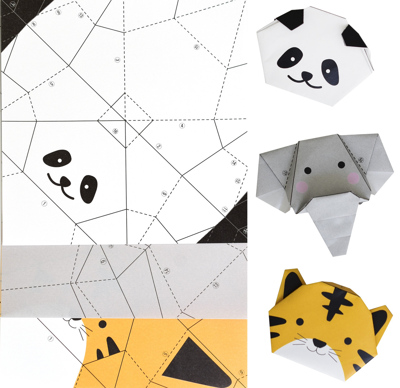 Yasutomo FBN Origami Paper Finger Puppets Kit 3/Pkg-Zoo Animals Y4348 ...
