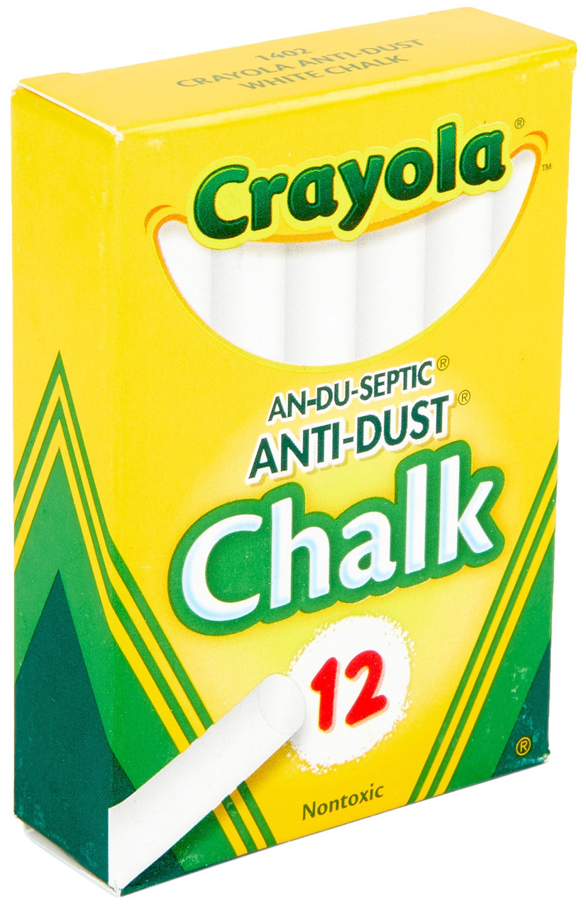 12 Pack Crayola Anti-Dust Chalk-White 12/Pkg 50-1402 - GettyCrafts