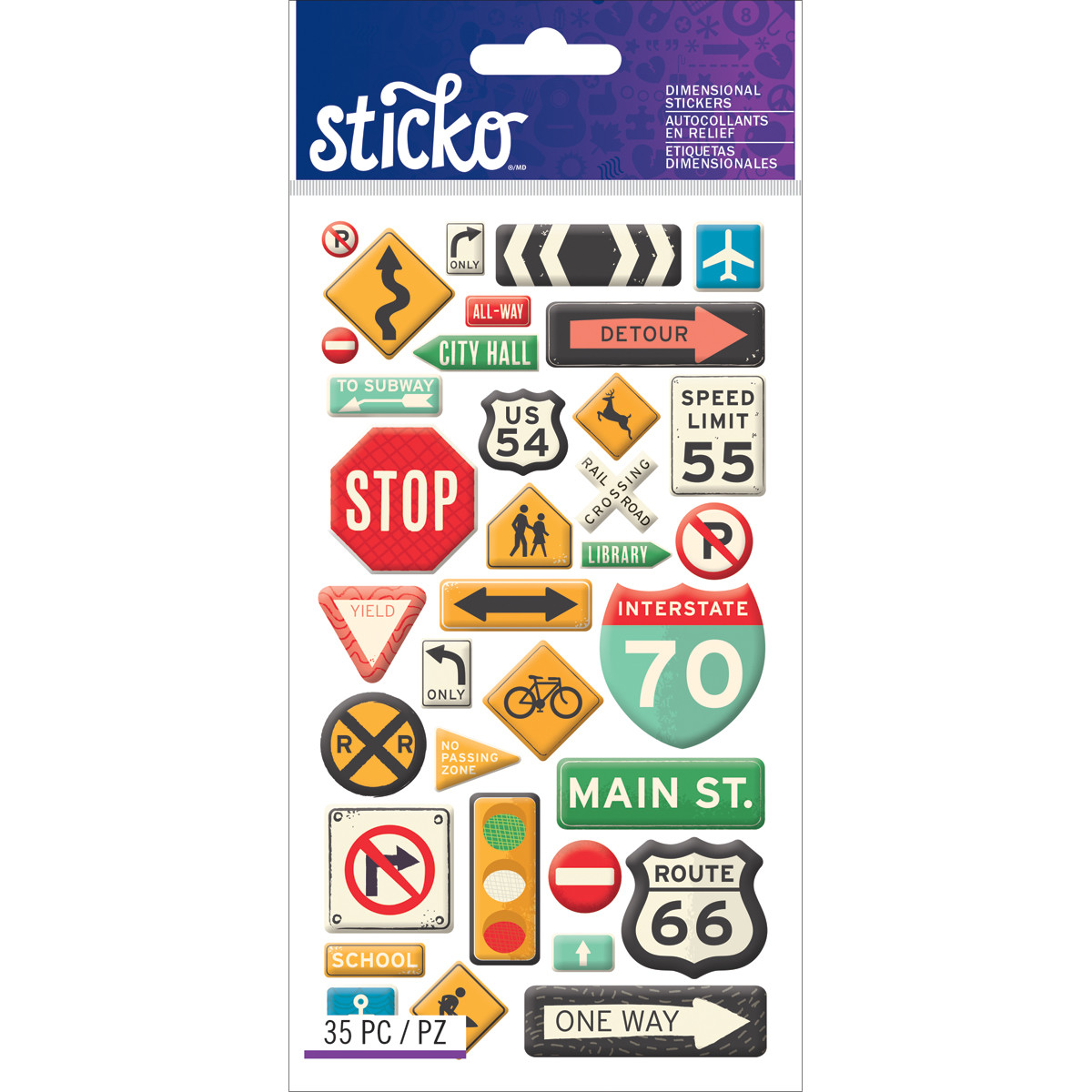 Sticko Dimensional Stickers-Road Signs E5245045 - GettyCrafts