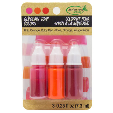 6 Pack Life Of The Party Glycerin Color 0.3oz-Pink, Orange, and Ruby ...